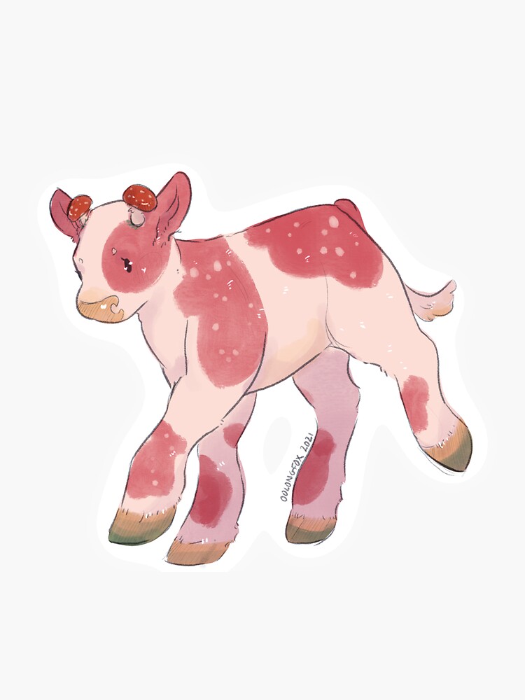 "Cute Cottage Core Mooshroom (Mushroom Cow)" Sticker for Sale by ...