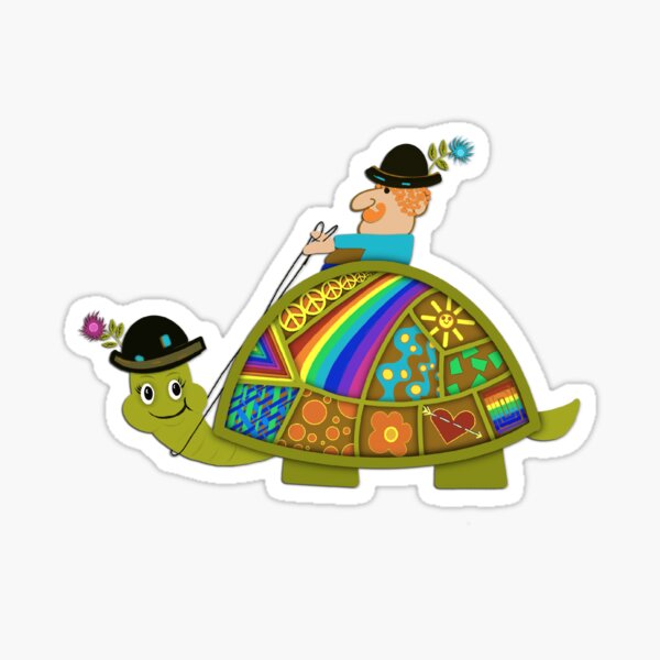 "You can't rush perfection - Man riding turtle" Sticker for Sale by ...