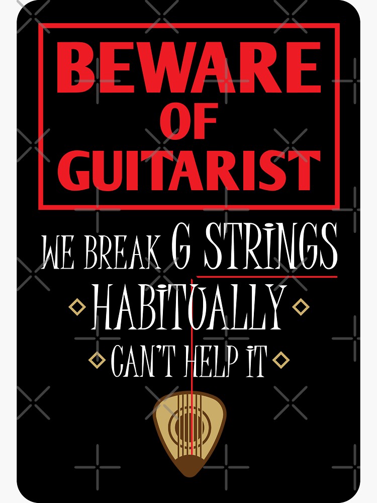 "Beware Of Guitarist - Guitarist Jokes - Funny Guitar Humor" Sticker ...