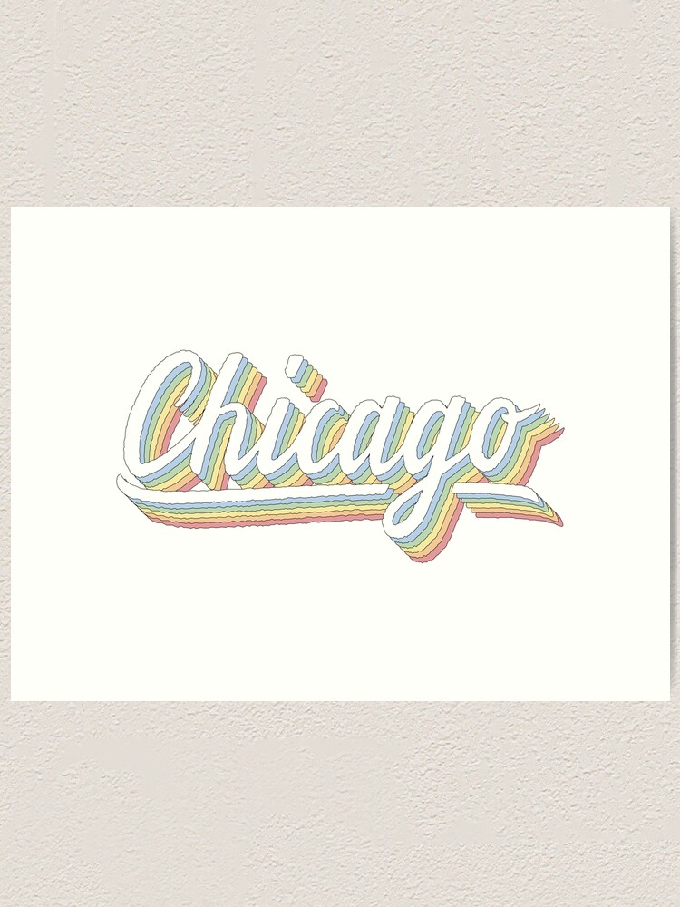 "Chicago hand lettering 3d isometric effect with rainbow patterns" Art ...