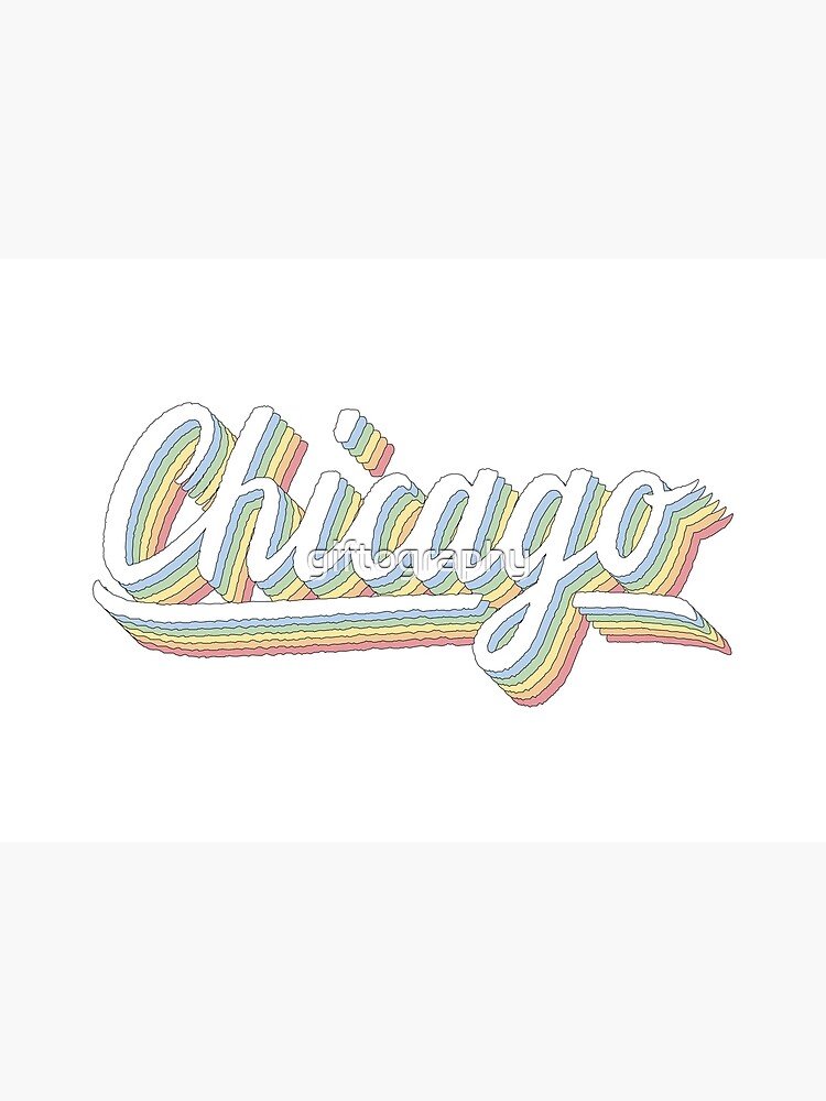 "Chicago hand lettering 3d isometric effect with rainbow patterns" Art ...