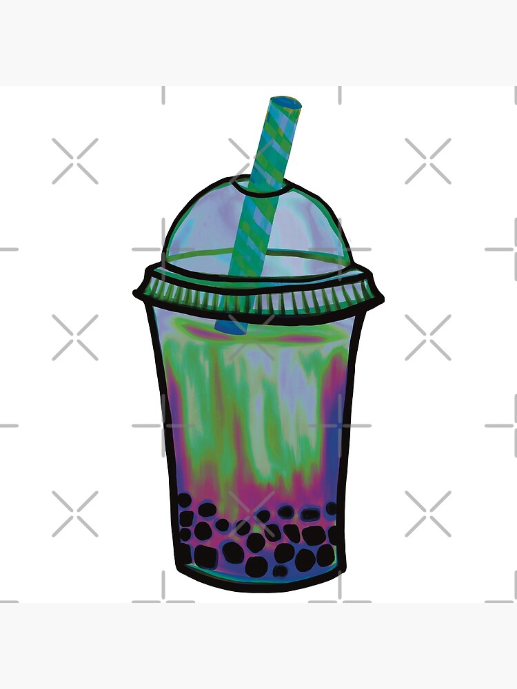 "Ocean Boba Milk Tea Illustration" Poster for Sale by ZaraRoza | Redbubble