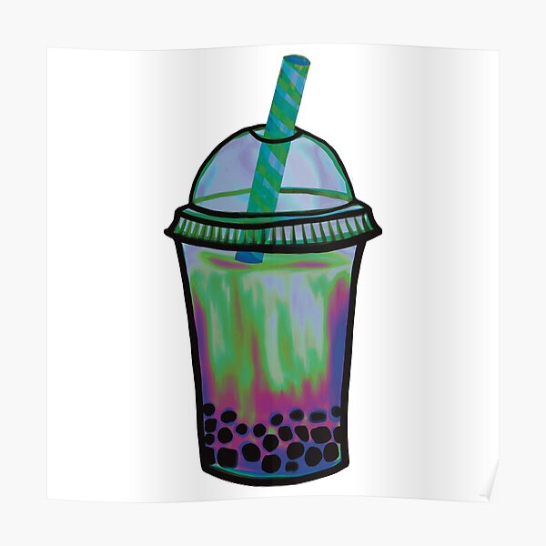 "Ocean Boba Milk Tea Illustration" Poster for Sale by ZaraRoza | Redbubble