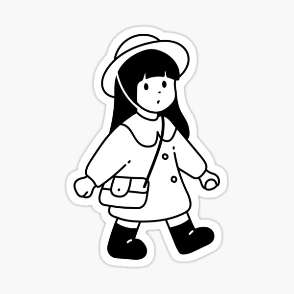 "Minimalistic cute anime girl illustration" Sticker for Sale by ...