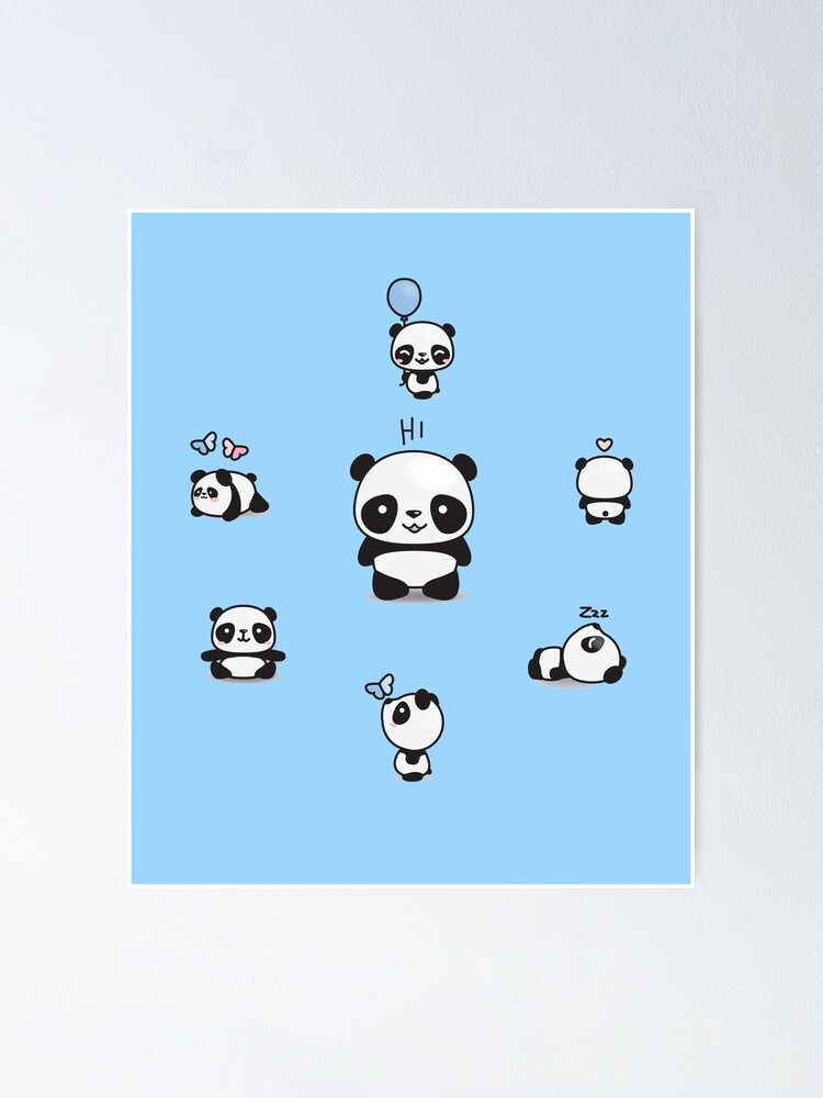 "Panda And Brownie Kawaii Pandas - Cute Pandas Clipart Set" Poster for Sale by elsilk | Redbubble