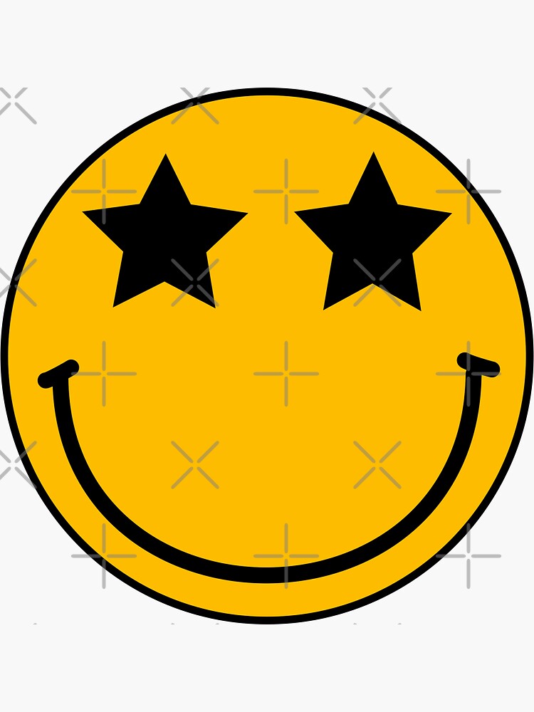 "Yellow Star Smiley Face " Sticker by ps-designnart | Redbubble