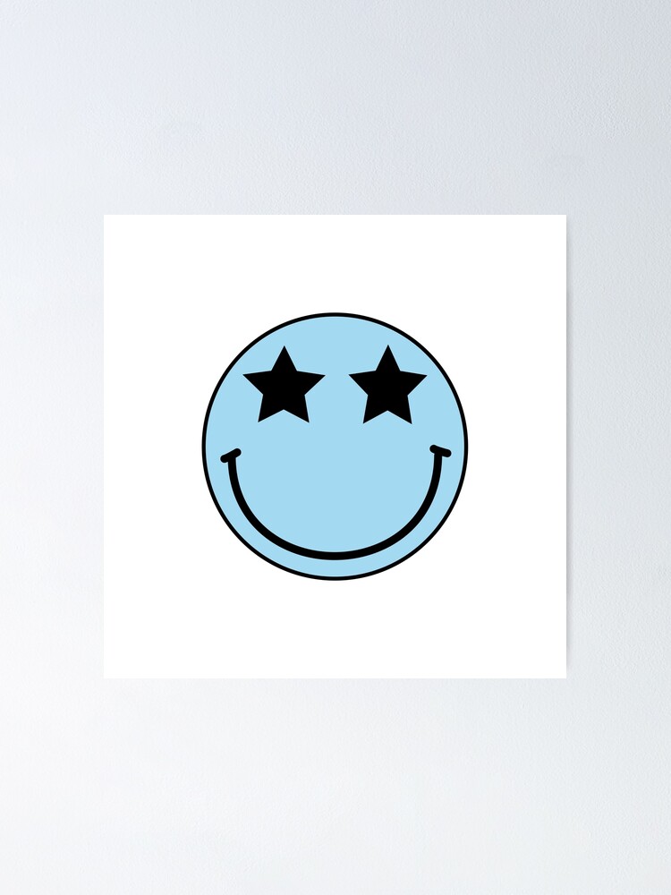 "Light Blue Star Smiley Face " Poster by ps-designnart | Redbubble