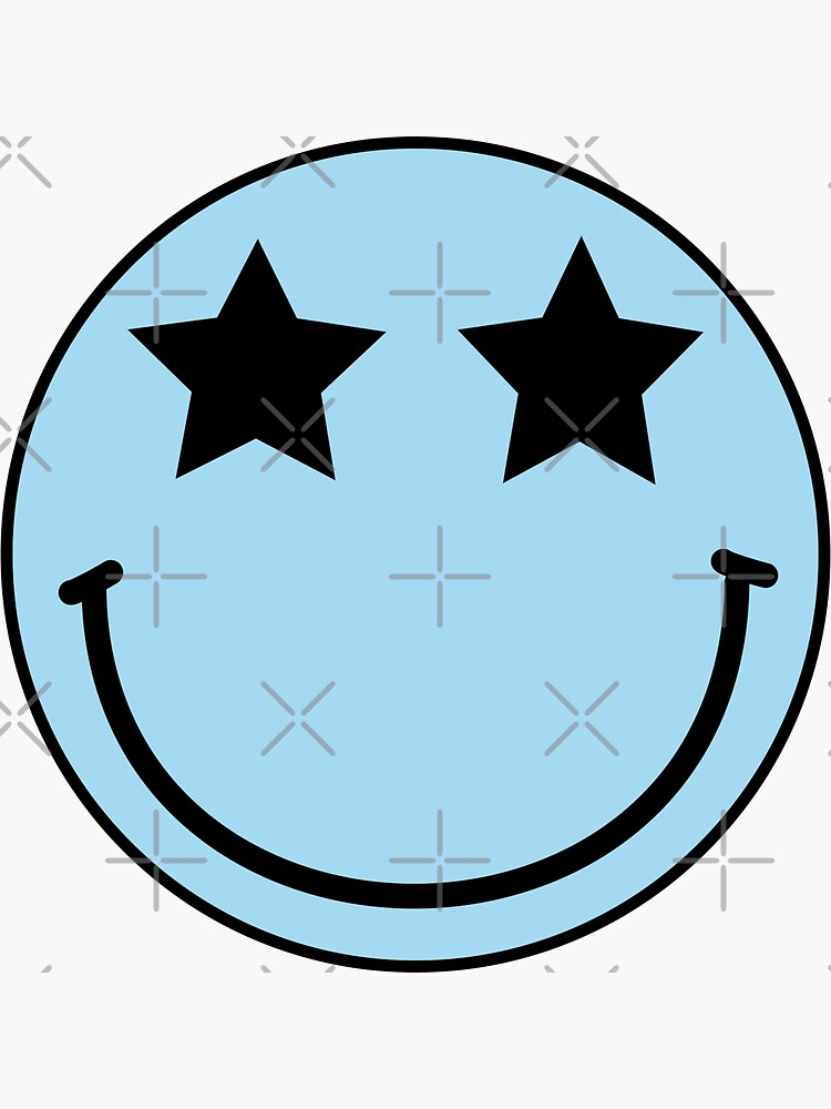 "Light Blue Star Smiley Face " Sticker by ps-designnart | Redbubble
