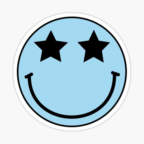 "Light Blue Star Smiley Face " Sticker by ps-designnart | Redbubble