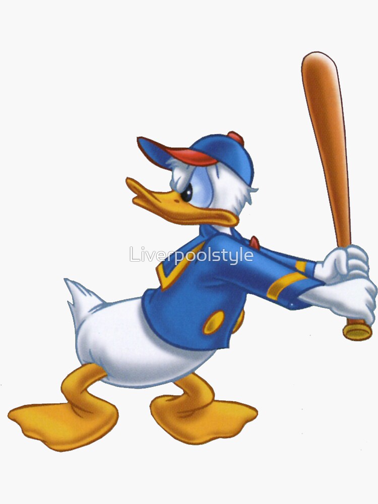 "Donald Duck playing baseball, Donald Duck illustration " Sticker by ...