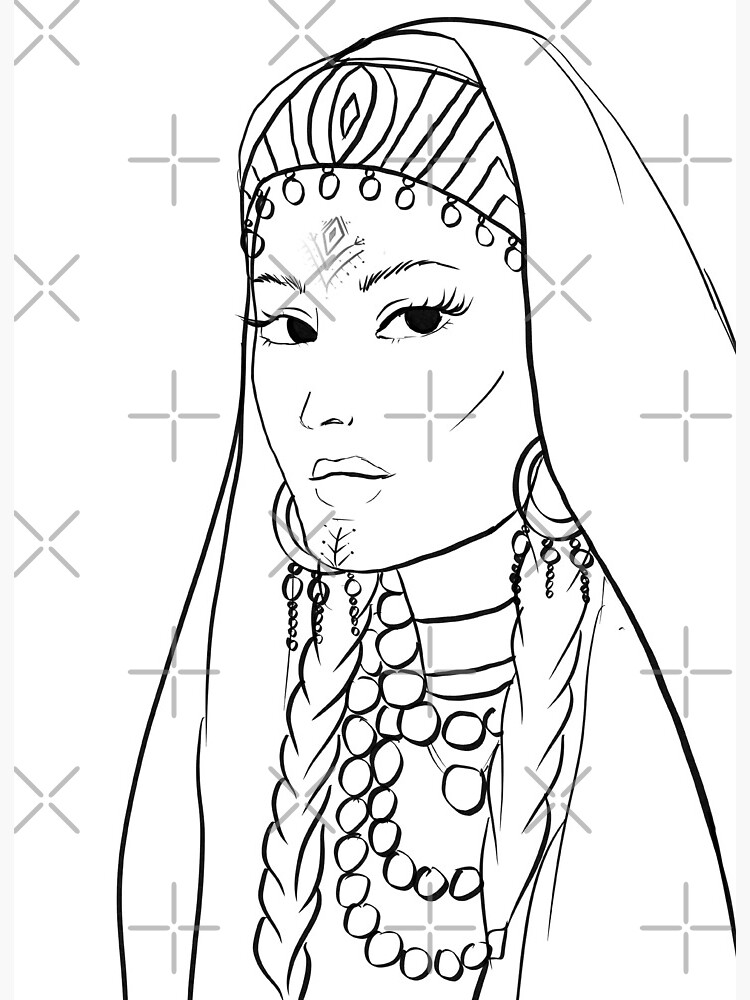 "Amazigh Moroccan Berber beautiful lady sketch" Art Board Print for ...