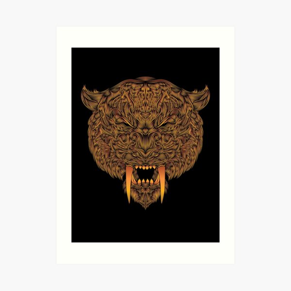 "Gold Orange Sabertooth Tiger Sabretooth" Art Print for Sale by hockeng ...