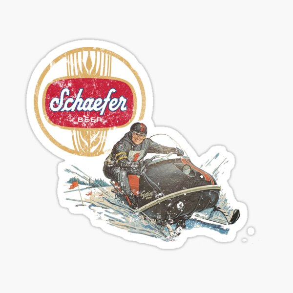 "Schaefer Beer Snowmobiling" Sticker for Sale by Retrorockit | Redbubble
