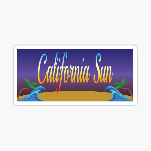 "California Sun text with palms and waves" Sticker for Sale by ...