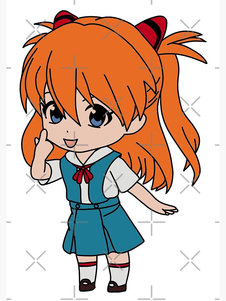 "Cute Kawaii Chibi Asuka Langley Soryu Fanart Vector Drawing from Neon ...