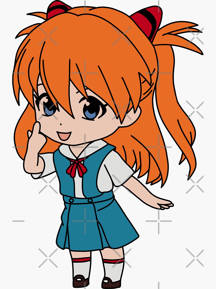 "Cute Kawaii Chibi Asuka Langley Soryu Fanart Vector Drawing from Neon ...