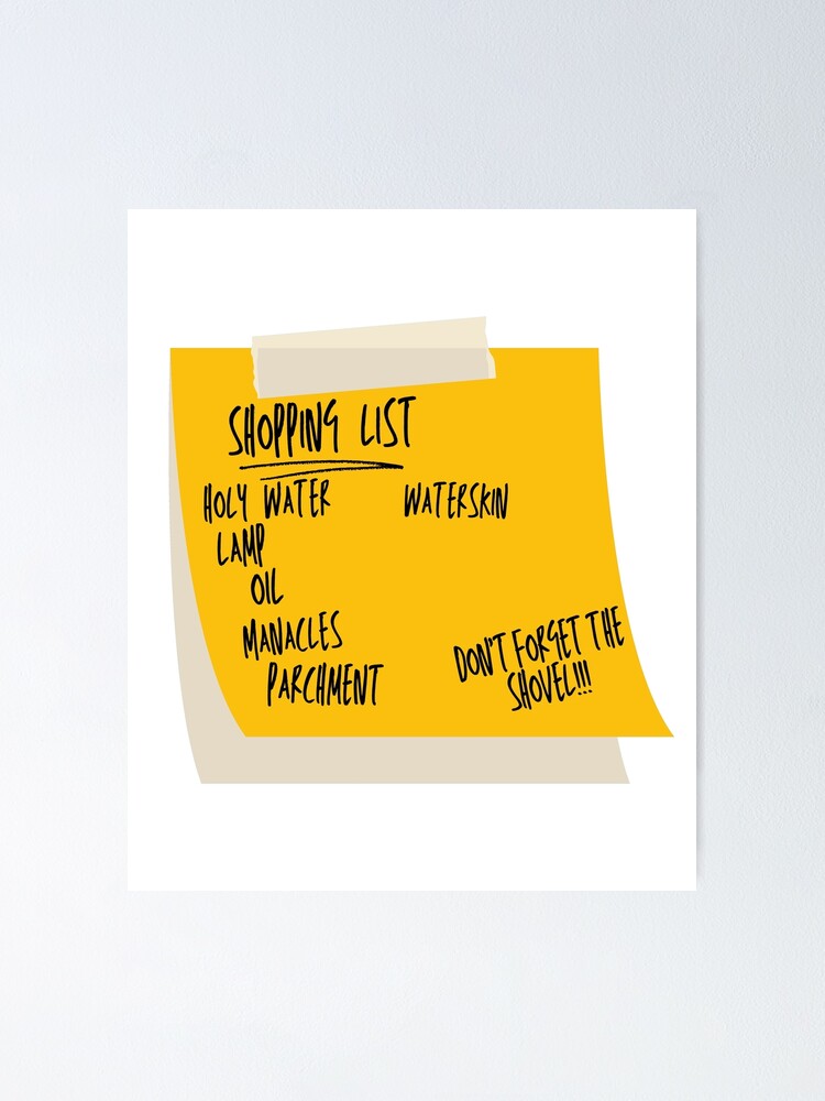 "Adventurer's Shopping List DND Roleplaying Design" Poster for Sale by ...