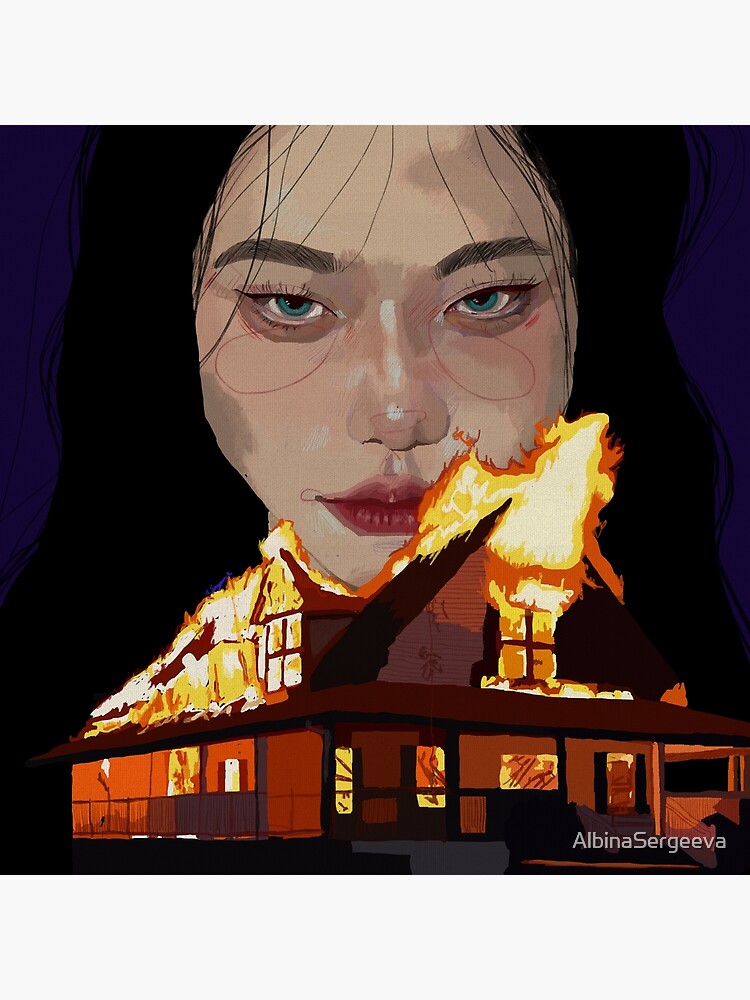 "tome, house on fire, fire, edgy, bold, textured, floral, red, woman ...