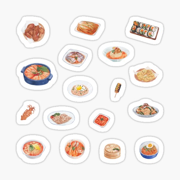 "Assorted Korean Food" Sticker by NiftyTrinket | Redbubble