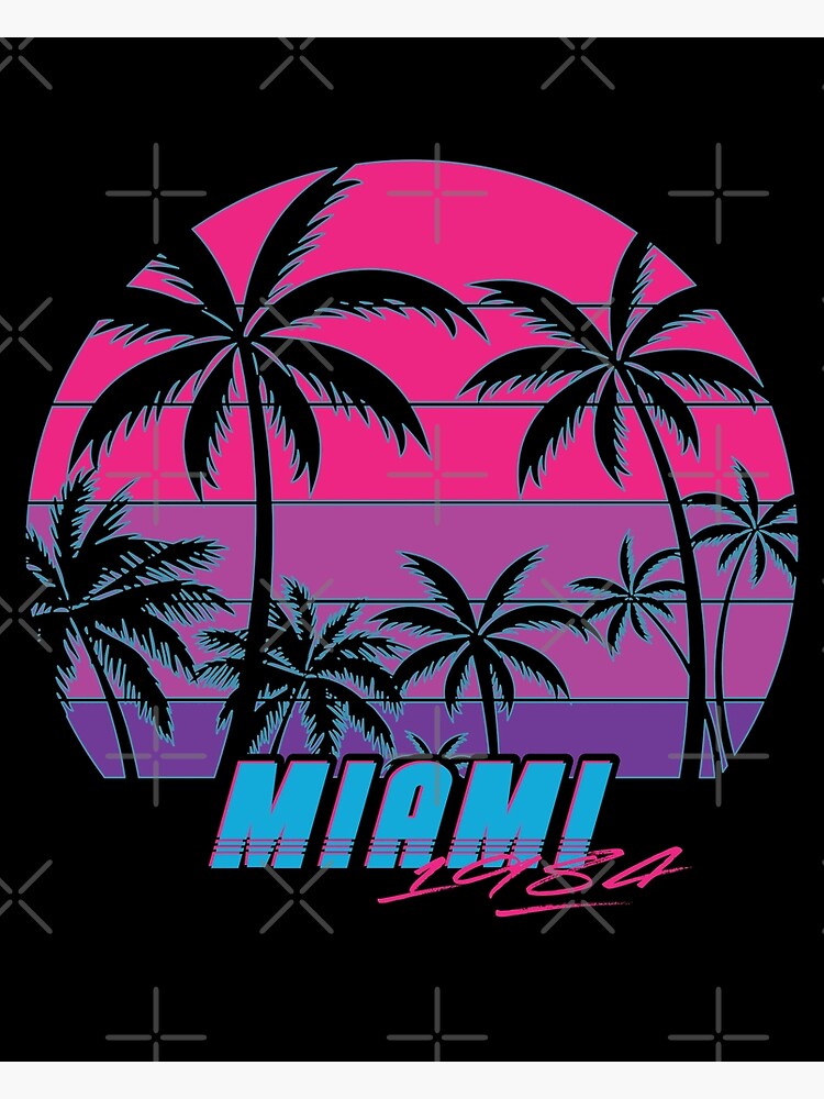 "Miami 1984 Retro Neon Vapourwave Sunset" Poster for Sale by ...