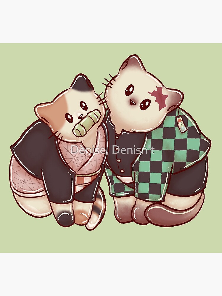 "Nezuko and Tanjiro cats" Poster by denymartinelli | Redbubble