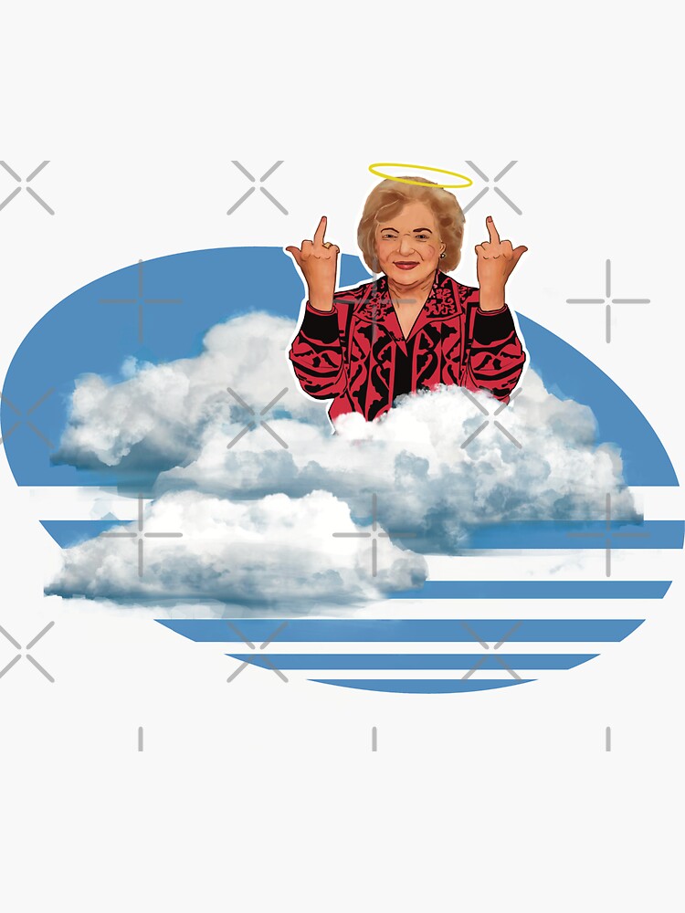 "Betty White Giving The Double Middle Finger In Heaven" Sticker for ...