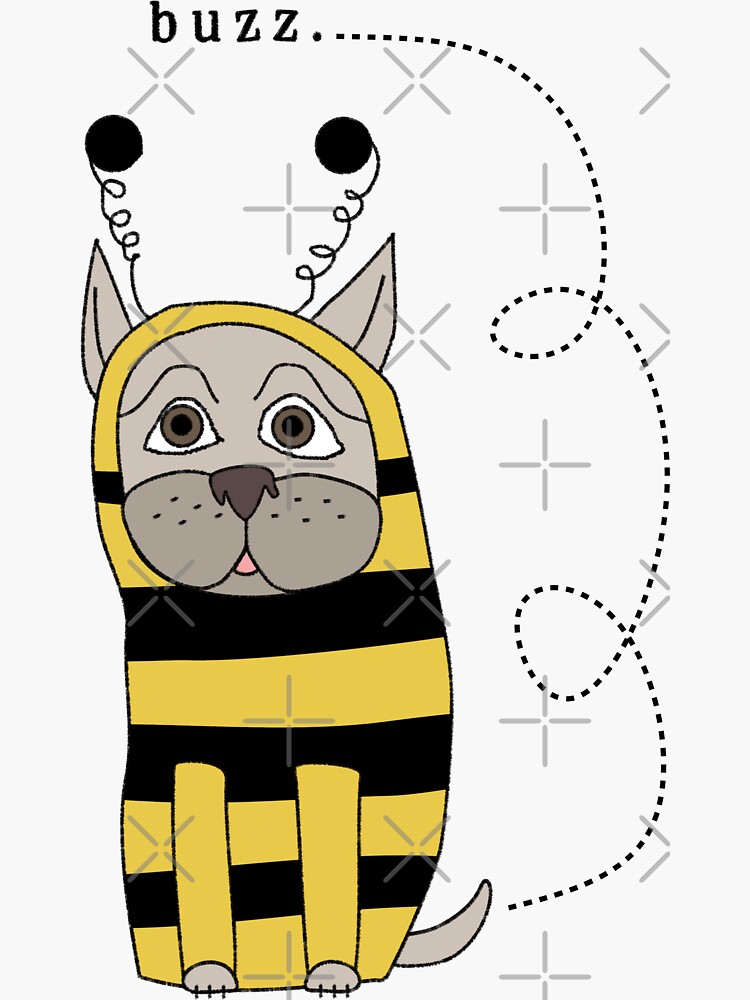 "Buzz (Dog in Bee Costume)" Sticker for Sale by TASORA | Redbubble