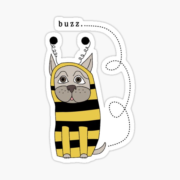 "Buzz (Dog in Bee Costume)" Sticker for Sale by TASORA | Redbubble