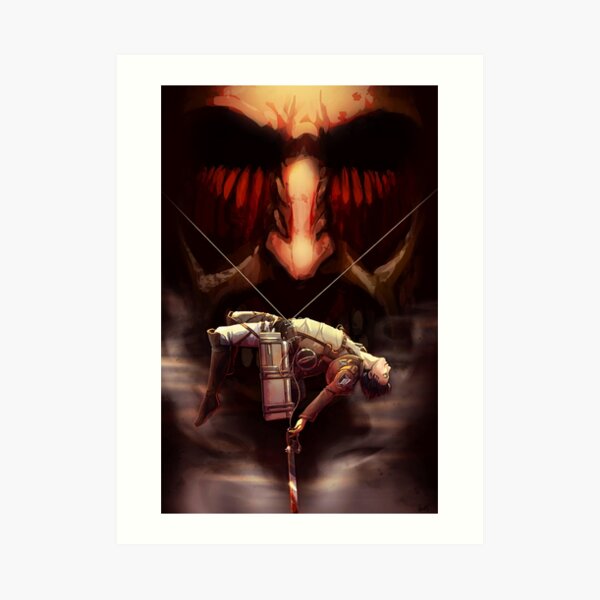"Attack on Titan (AoT) Anime Eren Yeager vs Collosal Titan" Art Print ...