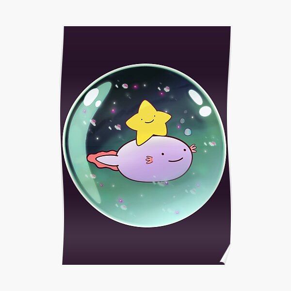 "Axolotl and Star Friends Crystal Ball" Poster by lazarosdesign | Redbubble