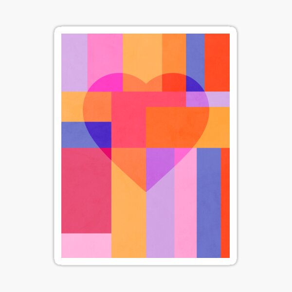 "Colourful LOVE HEART block pattern " Sticker by Dominiquevari | Redbubble