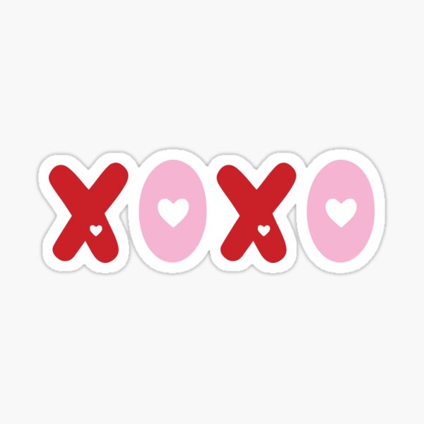 "XOXO Valentine's Day Pink and Red Bubble Letters Heart" Sticker for ...