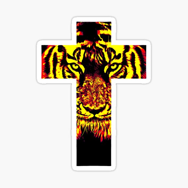 "tiger face cross" Sticker for Sale by MXanwar | Redbubble
