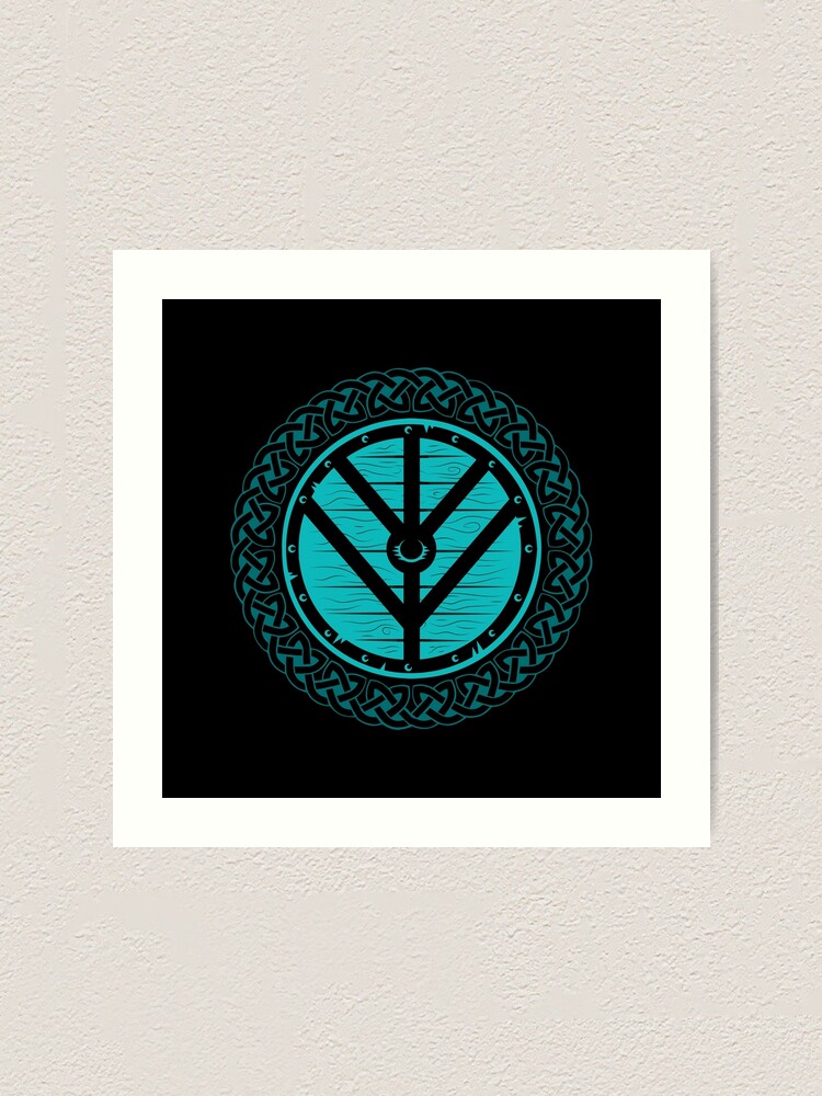 "Viking Shield Maiden Norse Knot Work, Teal Shield" Art Print for Sale ...
