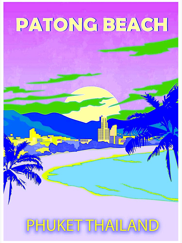 "PHUKET THAILAND : Vintage Patong Beach Travel Advertising Print ...