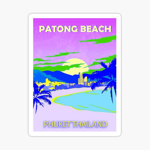 "PHUKET THAILAND : Vintage Patong Beach Travel Advertising Print ...