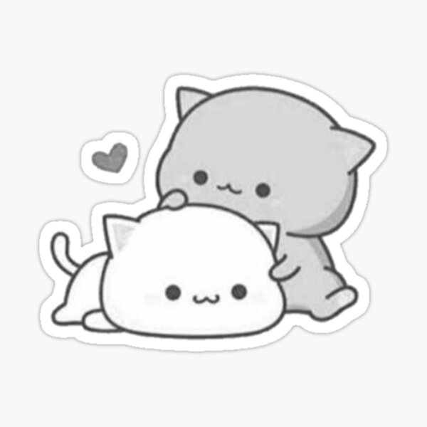 "Cute cartoon cat couple" Sticker by Tallagui | Redbubble