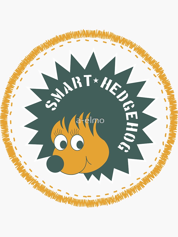 "Smart hedgehog badge, simulates sewn" Sticker for Sale by a-elmo ...