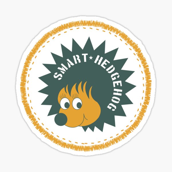 "Smart hedgehog badge, simulates sewn" Sticker for Sale by a-elmo ...
