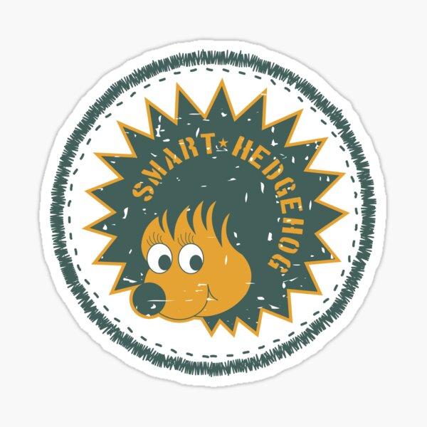 "Smart hedgehog badge, simulates sewn" Sticker for Sale by a-elmo ...