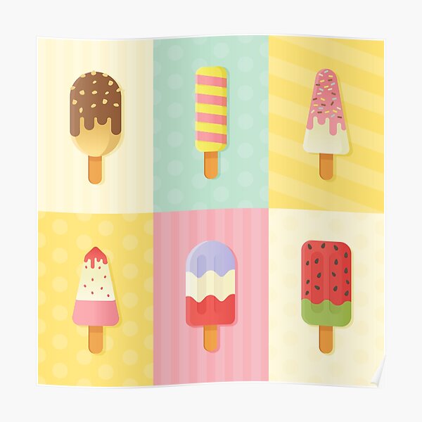 "Summer Popsicles Creamsicles Chocolate Ice Cream Bars" Poster for Sale ...