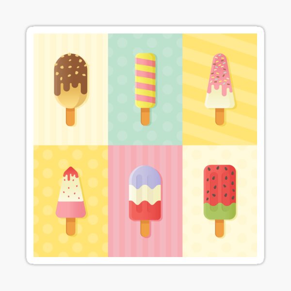 "Summer Popsicles Creamsicles Chocolate Ice Cream Bars - Black" Sticker ...