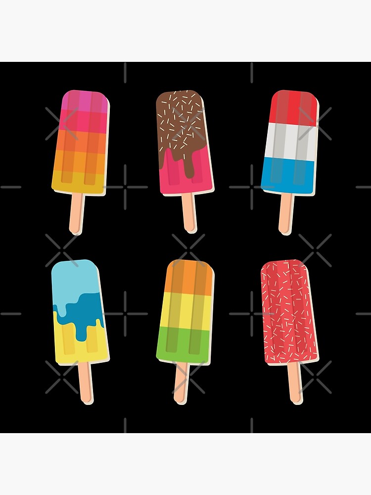 "Summer Popsicles Creamsicles Ice Cream Bars - Black" Poster for Sale ...