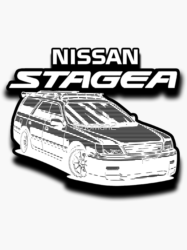 "Nissan Stagea Black & White Emblem" Sticker for Sale by lithoman2 ...