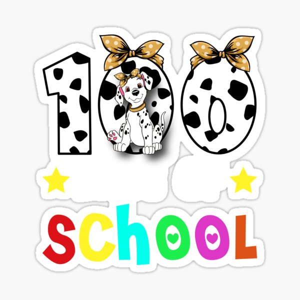"Funny School Kid Teacher Dog Dalmation 100 Days Of School" Sticker by ...