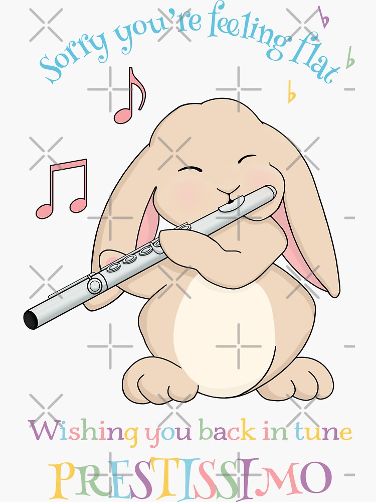 "Flute Bunny Get Well Soon Message - Cute Bunny Rabbit Playing Flute ...