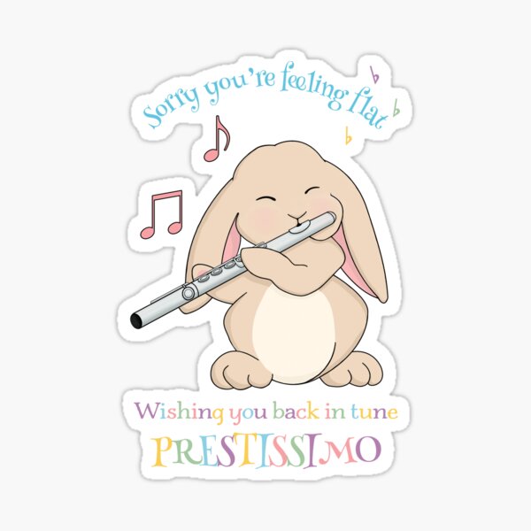 "Flute Bunny Get Well Soon Message - Cute Bunny Rabbit Playing Flute ...