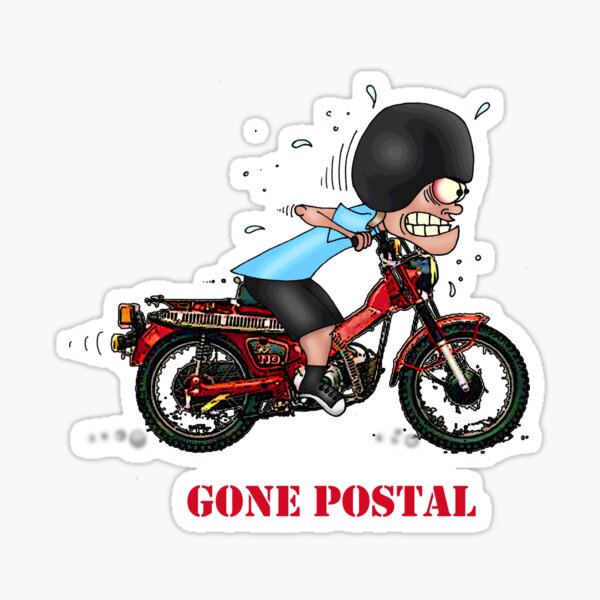 "GONE POSTAL POSTIE BIKE MOTORCYCLE" Sticker for Sale by squigglemonkey | Redbubble