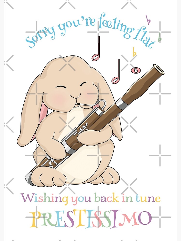 "Bassoon Bunny Get Well Soon Message - Cute Bunny Rabbit Playing ...