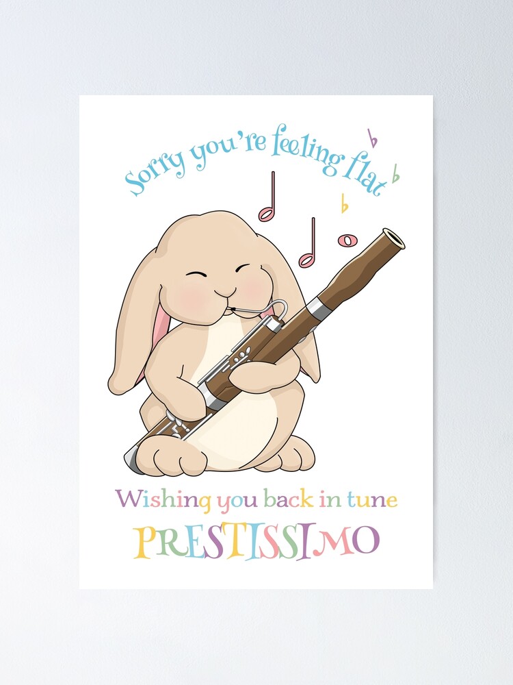 "Bassoon Bunny Get Well Soon Message - Cute Bunny Rabbit Playing ...